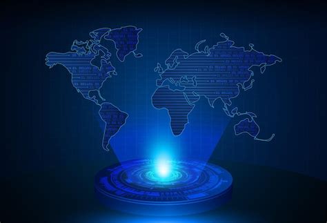 Premium Vector World Binary Circuit Board Future Technology Blue Hud Cyber Security Concept