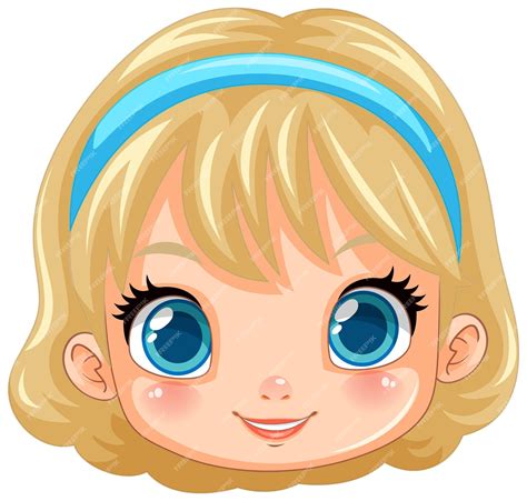 Premium Vector Cute Girl Face In Cartoon Style