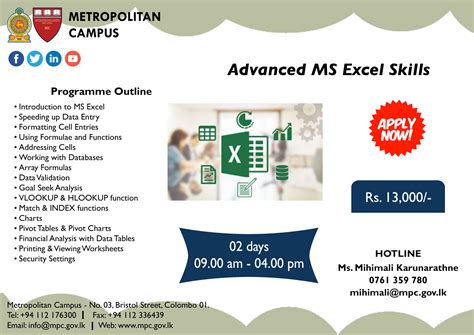 advanced ms excel skills metropolitan campus