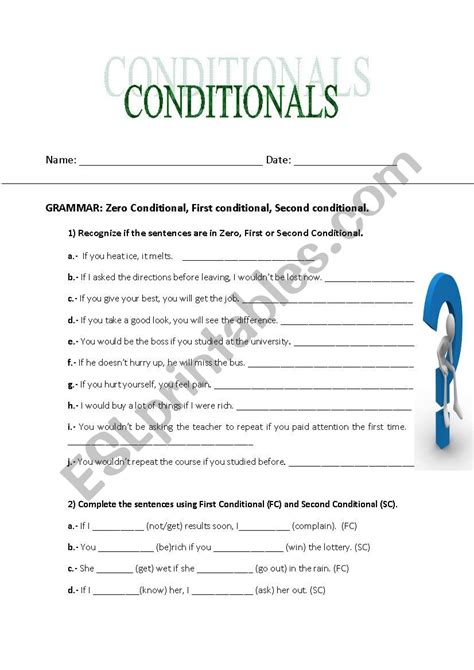 CONDITIONALS EXERCISES ESL Worksheet By Lahm