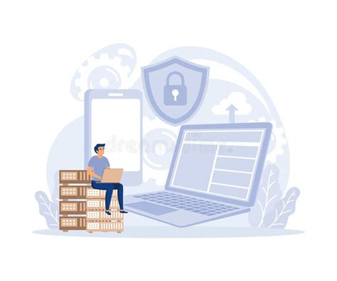 Hacker Attack Concept Database Security Phishing Hackers Stealing Personal Data Stock Vector