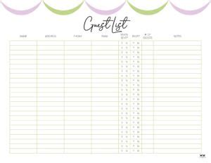 Guest List Templates 12 FREE Printables PrintaBulk