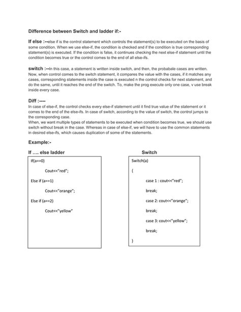 Difference Between Switch And Ladder If Pdf