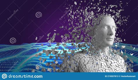 Composition Of Exploding Human Bust Formed With White Particles And