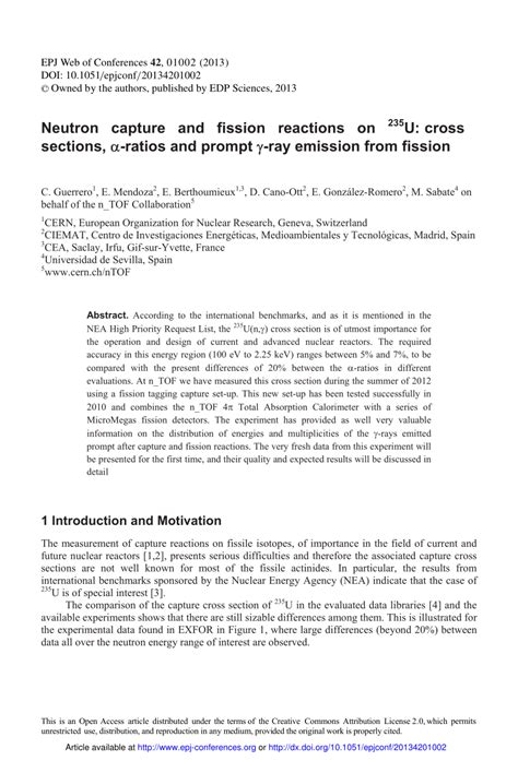 Pdf Neutron Capture And Fission Reactions On 235u Cross Sections α