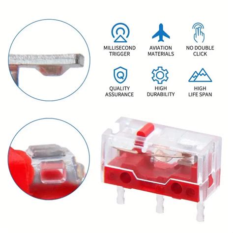 5pcs 기존 Dmp1101 마이크로 스위치 5 천만 클릭 게임용 마우스 버튼 마우스 3pin 컴퓨터 마우스 용 빨간색 점 흰색 점 마이크로 스위치 왼쪽 오른쪽 버튼