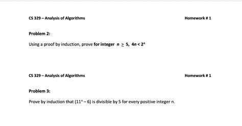 Solved CS 329 Analysis Of Algorithms Homework 1 Problem Chegg
