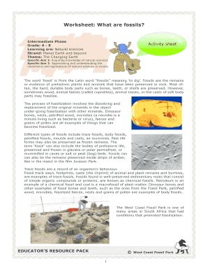 Fillable Online Worksheet What Are Fossils Fax Email Print PdfFiller