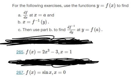 solved for the following exercises use the functions y f x