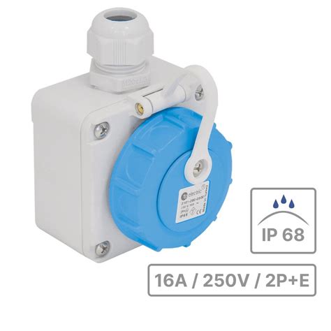 Розетка настенная уличная с крышкой Tp Electric Schuko 16А 2p E 250v Ac Ip68 влагозащищенная