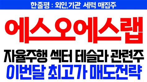 에스오에스랩 주가전망 🚨자율주행 섹터 테슬라 관련주🚨이번달 최고가 매도전략 에스오에스랩 에스오일 Sos랩 신규상장주 에스오에스랩주가 Youtube