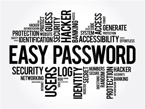 Easy Password Word Cloud Collage Technology Concept Background Stock Illustration