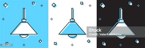 파란색과 흰색 검은 색 배경에 격리 된 램프 매달려 아이콘을 설정합니다 천장 램프 전구 벡터 0명에 대한 스톡 벡터 아트 및 기타 이미지 Istock