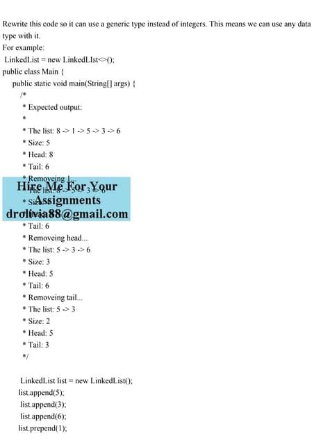 Rewrite This Code So It Can Use A Generic Type Instead Of Integers Pdf
