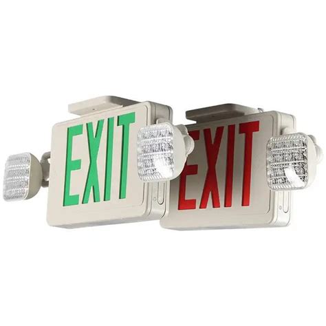 Wholesale Price Rechargeable Double Face LED Exit Sign With Twin Spot Lights China Emergency