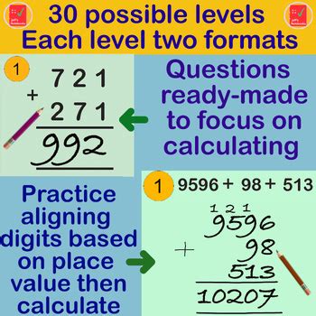 Add Subtract 2 Digit 3 Digit AND 4 Digit Numbers Standard Algorithm BUNDLE