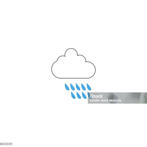 Template Desain Ikon Cuaca Hujan Vektor Terisolasi Ilustrasi Stok
