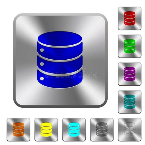 Single Database Dark Push Buttons With Color Icons Stock Vector