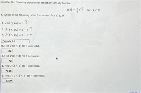 Solved Consider The Following Exponential Probability Chegg Com
