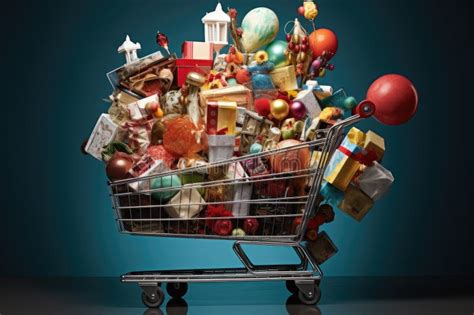 A Shopping Cart Filled With A Wide Variety Of Different Items Ready For Purchase Overflowing