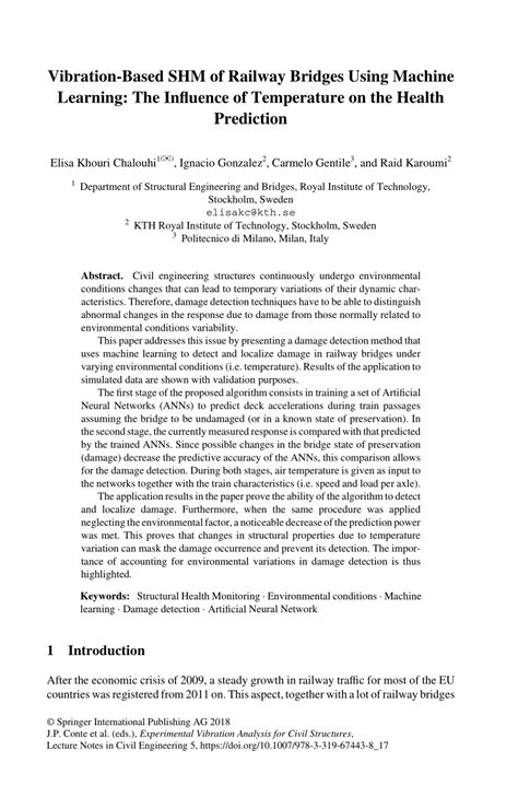 Pdf Vibration Based Shm Of Railway Bridges Using Machine Learning The Influence Of