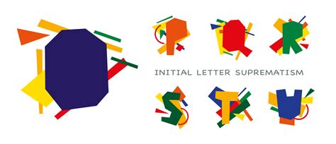 Set Of Latin Letters In The Style Of Avant Garde Suprematism