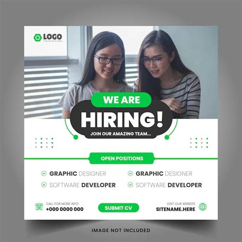 Premium Vector We Are Hiring Post Design