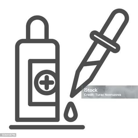 파이펫 및 의료 병 라인 아이콘 의료 개념 의학 바이알 및 드롭퍼 기호 흰색 배경에 윤곽 스타일 모바일 및 웹에 액체 드롭 아이콘 파이펫 벡터 그래픽 0명에 대한 스톡 벡터