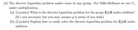 Solved The Discrete Logarithm Problem Makes Sense In Any Chegg