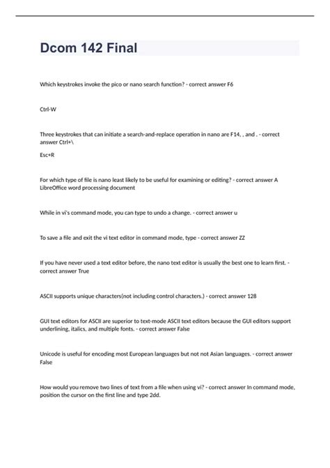 Dcom 142 Final Questions With Complete Solutions 2024 DCOM Stuvia US