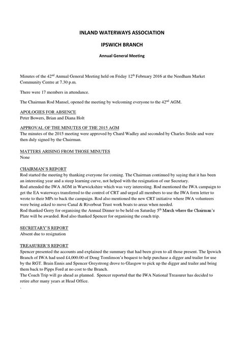 Annual General Meeting 12 Feb 2016 By The Inland Waterways Association Issuu