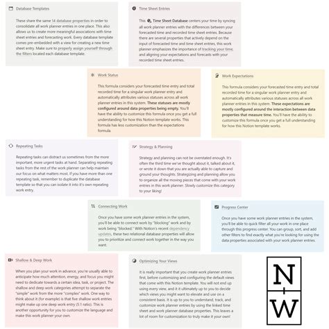 Project Work Planner Notion Template Categorized Project Management Template Weekly Work
