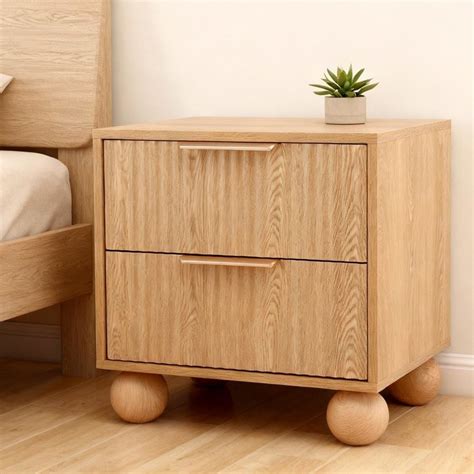 Artiss Rattan Bedside Table 2 Drawers Pine Big W