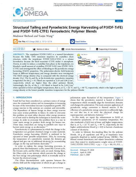 Pdf Energy Harvesting In P Vdf Trfe Blends