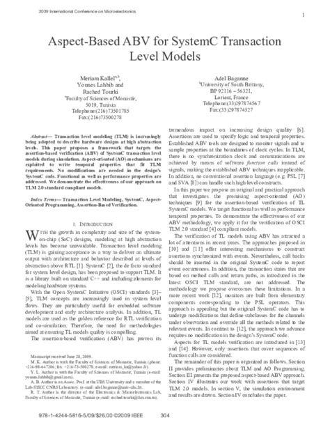 Aspect Based Abv For Systemc Transaction Level Models