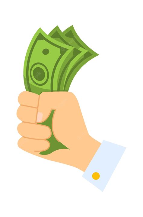 돈 지폐 벡터 일러스트 레이 션을 들고 손 프리미엄 벡터