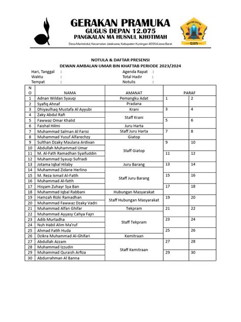 Daftar Presensi Pdf