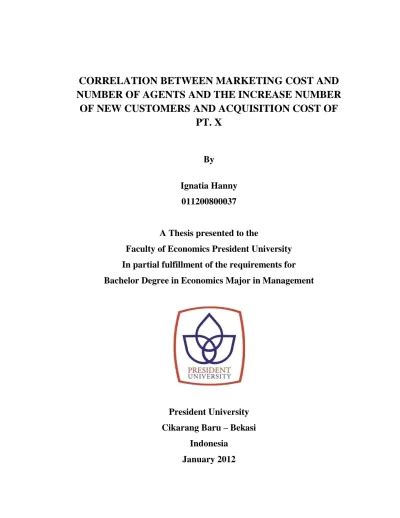 Correlation Between Marketing Cost And Number Of Agents And The Increase Number