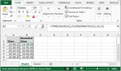 Rounding Times Down To A Specified Time Increment In Microsoft Excel
