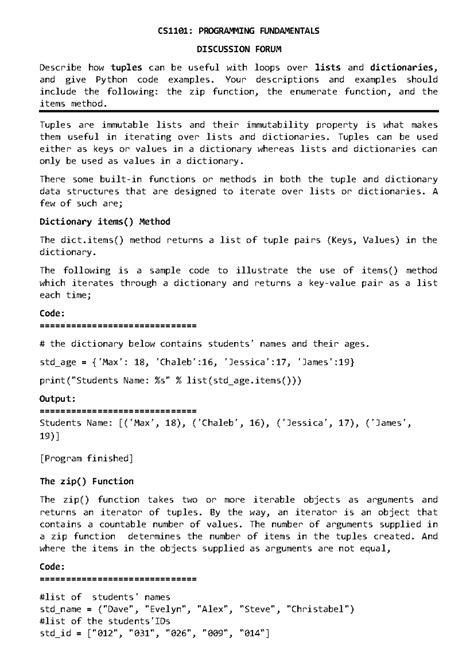 Cs 1101 Discussion Forum Unit 7 Cs1101 Programming Fundamentals Discussion Forum Describe