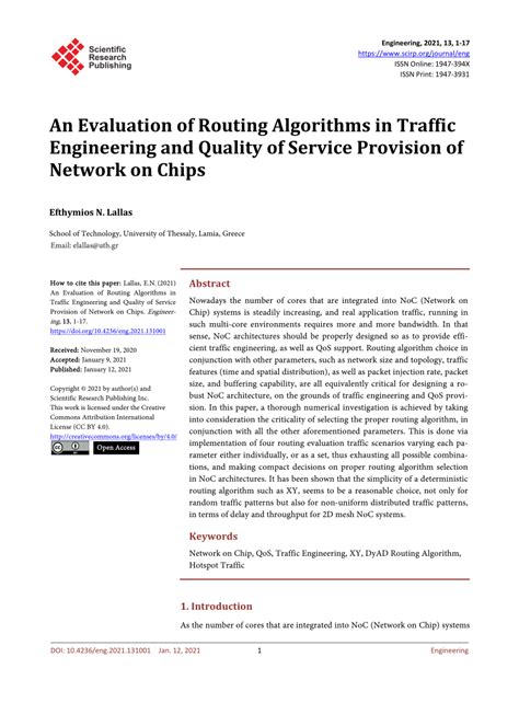 Pdf An Evaluation Of Routing Algorithms In Traffic Engineering And Quality Of Service