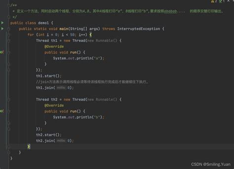 定义一个方法，同时启动两个线程，分别为ab。其中a线程打印“a”，b线程打印“b”要求按照ababab 的顺序交替打印输出。1