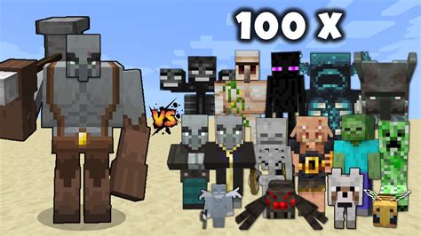 Absorber Illage And Spillage Vs Minecraft Mobs X100 Youtube