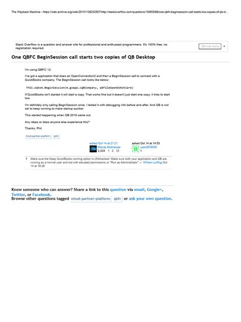 25one Qbfc Beginsession Call Starts Two Copies Of Qb Desktop Stack
