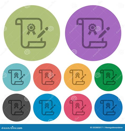 Signing Certificate Flat Icons On Color Rounded Square Backgrounds