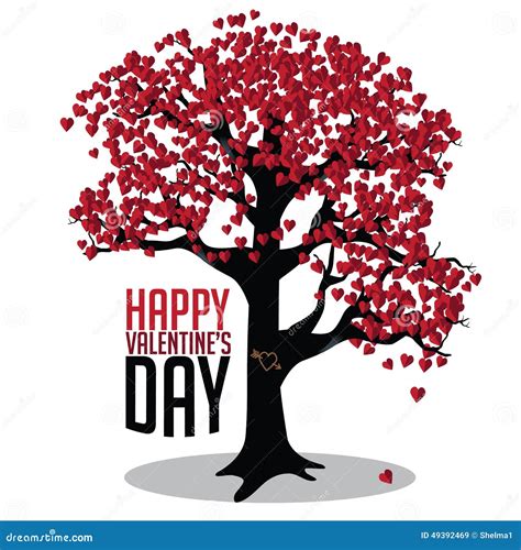 Valentines Day Tree Of Hearts Card Stock Vector Illustration Of Growth Romance 49392469