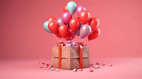 발렌타인 데이 배너 배경에 날아다니는 선물 상자와 풍선의 3d 그림 발렌타인 데이 배경 다이 배경 배너 배경 이미지