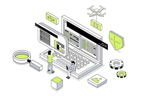 Programming 3d Isometric Concept In Outline Isometry Design For Web