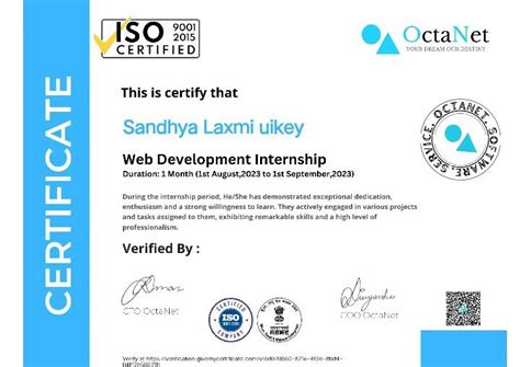 Sandhya Uikey On Linkedin Webdevelopement Octanetinternship Octanet