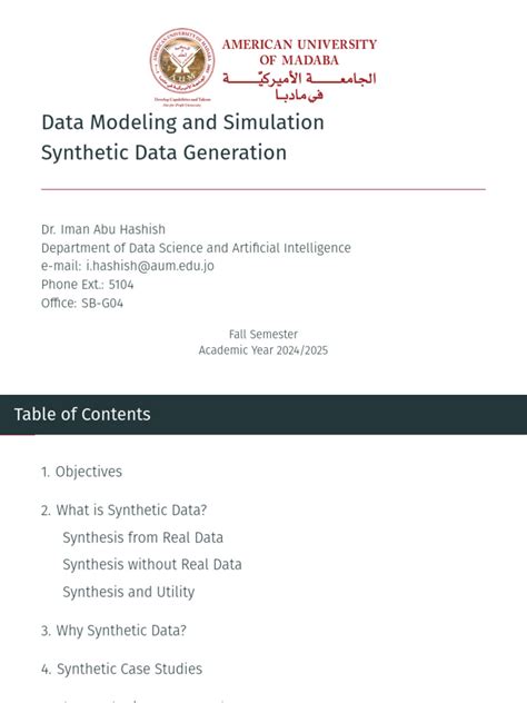 04 Synthetic Data Generation Pdf Conceptual Model Data